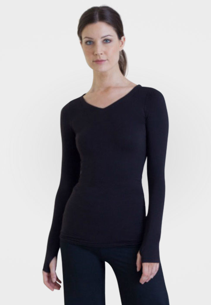 Collagen V-Neck - Women's Long Sleeve Shirt with Thumbholes | Buki ...
